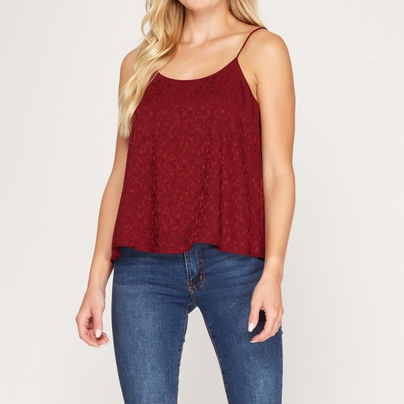 She + Sky | Tops | Nwt She Sky Satin Cami Style Blouse In Wine | Poshmark